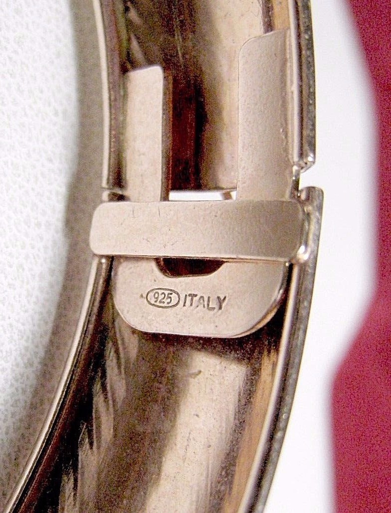 LIRM 925 ROSE GOLD PLATE STERLING SILVER TEXTURED BANGLE BRACELET 7 ...