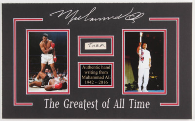Muhammad Ali 11x18.25 Custom Matted Cut Display with (1) Hand-Written ...
