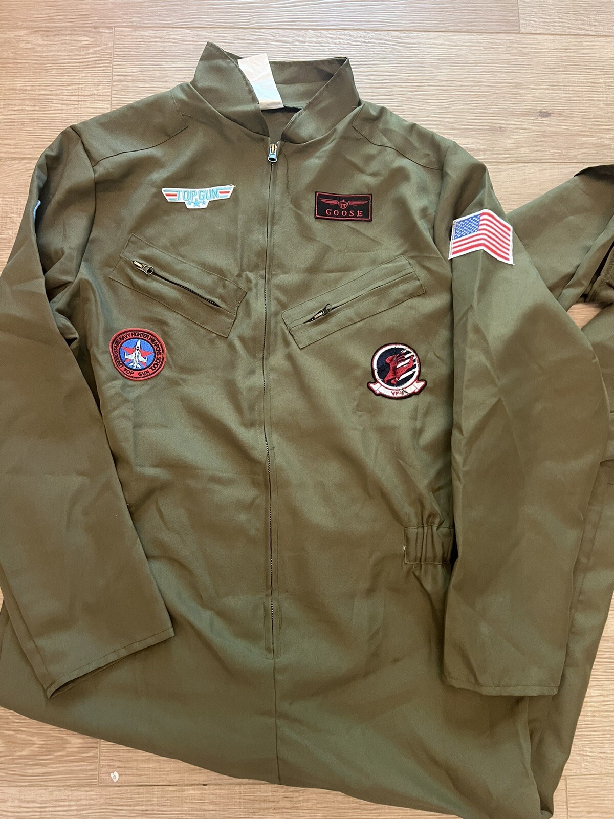 Mens Flight suit Costume Top Gun Goose Large - Gem