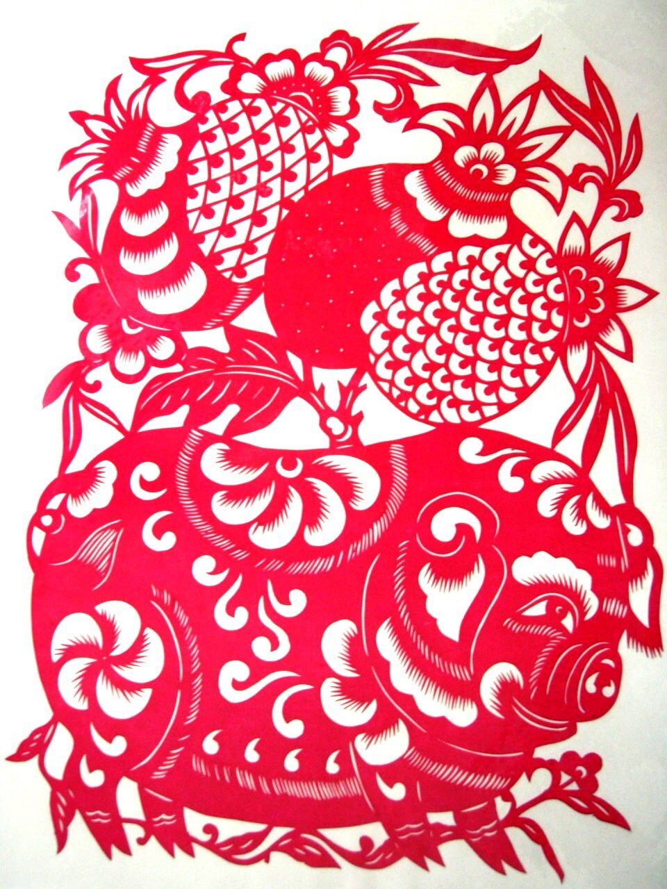 Handmade Paper Cut Red Color Fortune Pig with Guava Large Piece | eBay