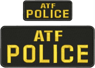 ATF POLICE embroidery patches 4x10 and 2x5 hook on back gold letters ...