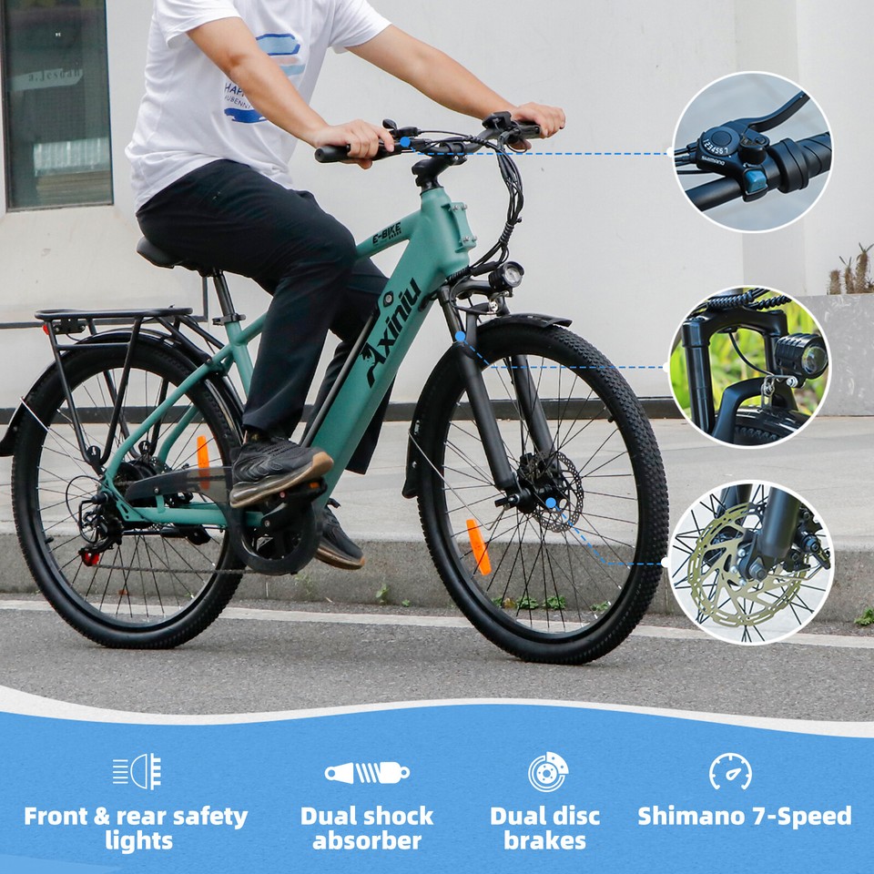 Green E-Bike 26'' Electric Bike Adults 750W Mountain City Bicycle ...