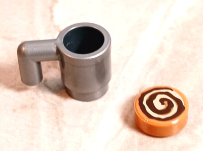 New LEGO Food CINNAMON ROLL Coffee Mug Silver CUP Frosted Pastry Bakery ...
