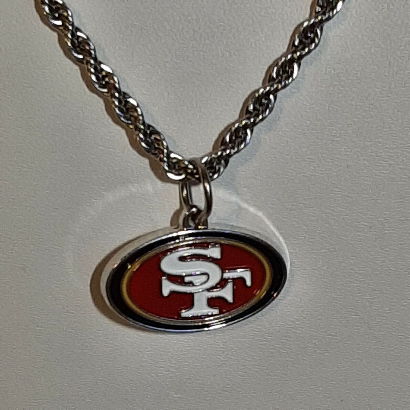 SAN FRANCISCO 49ERS Chrome Pendant Charm / STAINLESS ROPE CHAIN ...