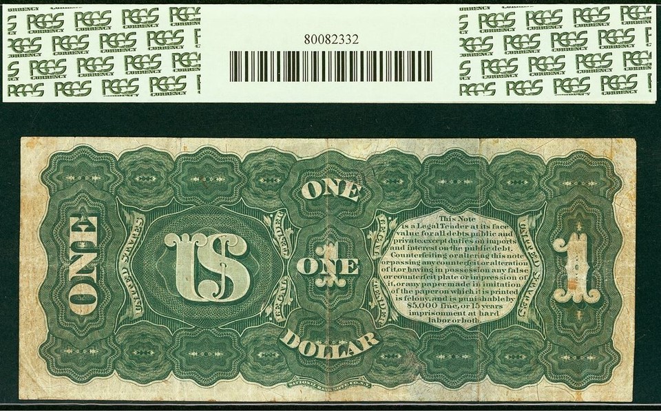 1869 $1 Treasury Note - Rainbow - PCGS Very-Fine 20 - Allison-Spinner ...