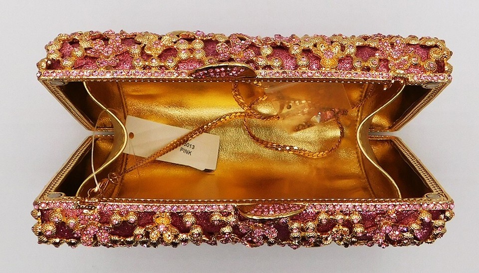 Luxury Rhinestone Crystal Floral Evening Handbag Wedding Party Clutch ...
