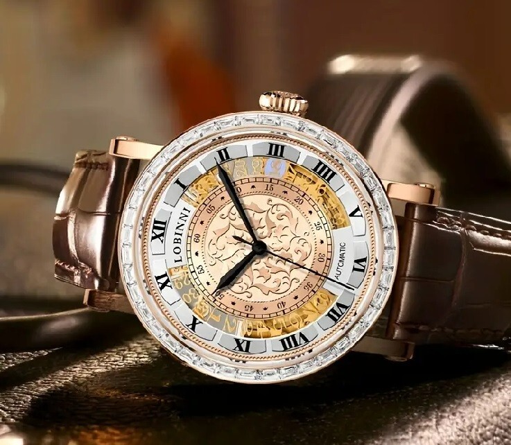 New LOBINNI Men's Watch Rhinestone Luxurious Mechanical Watch - Silver ...