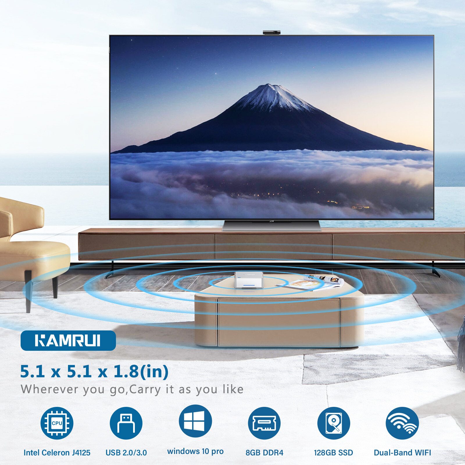 kamrui Mini PC with Intel Celeron J4125 8GB RAM 128GB ROM Desktop ...