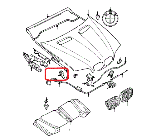 BMW NEW GENUINE X5 SERIES E53 BONNET HOOD RELEASE LEVER HANDLE RHD ...