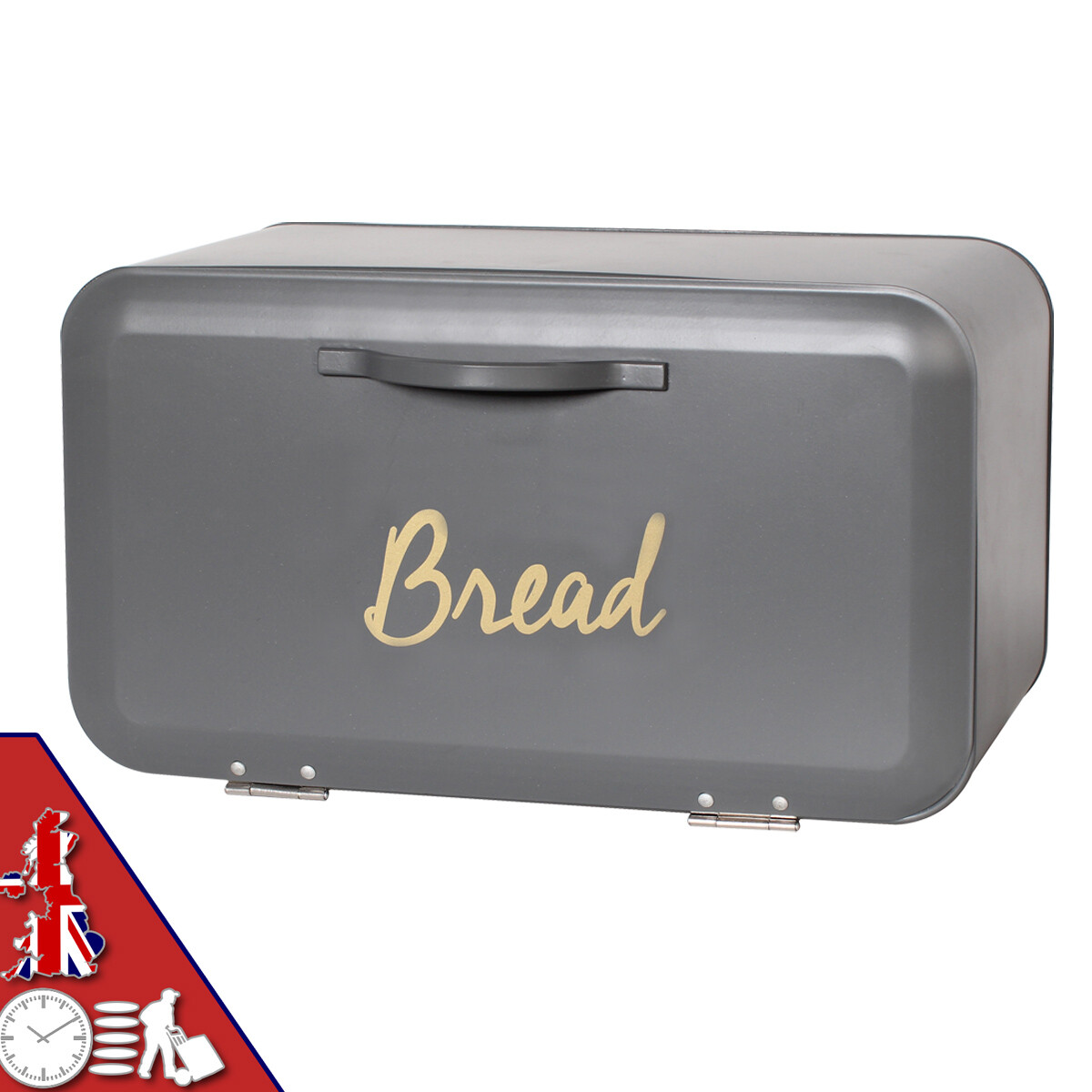 Grey Modern Bread Bin Kitchen Loaf Storage Box Large | eBay