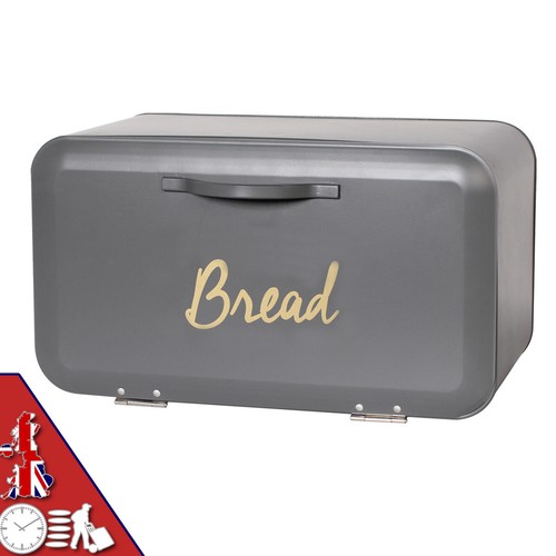 Grey Modern Bread Bin Kitchen Loaf Storage Box Large | eBay