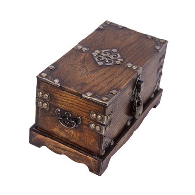 Small Wooden Lock Box Lockable Antique Treasure Chest Handmade ...