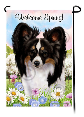 Welcome Spring Garden Flag - Tri Papillon | eBay