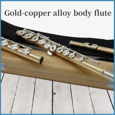 C key flute with box French silver-plated keys 85gold copper alloy body ...