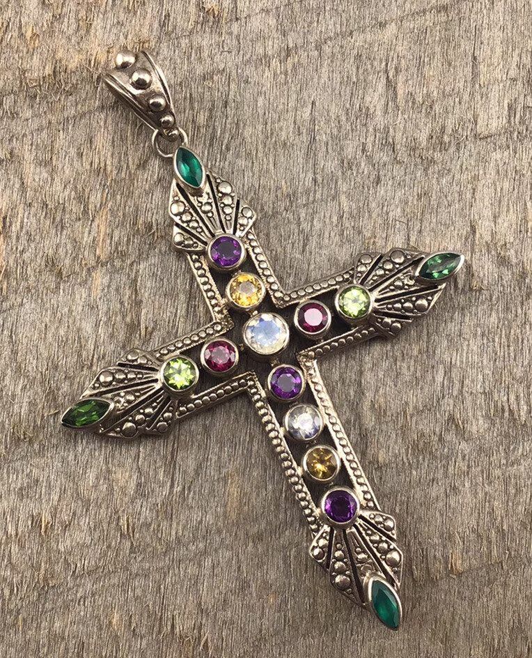 Large Vintage NICKY BUTLER Sterling Silver 925 Gemsto… - Gem