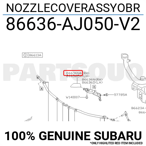 86636AJ050V2 Genuine Subaru NOZZLECOVERASSYOBR 86636-AJ050-V2 | eBay