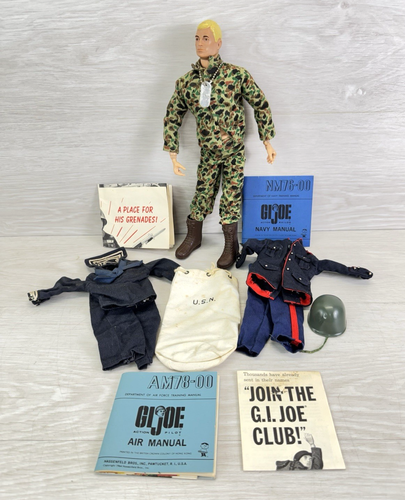 1964 Hasbro GI Joe 12" Figure Blonde Scar Dressed with Manuals & Dog ...