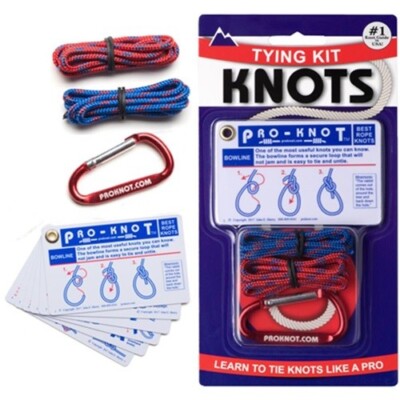 Pro-Knot Knot Tying Kit Waterproof Cards with Practice Cords and ...