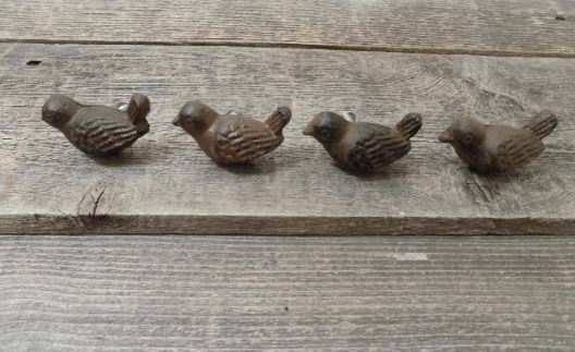 4 CAST IRON BIRD CABINET KNOBS PULLS DRAWER DRESSER HANDLES RUSTIC ...