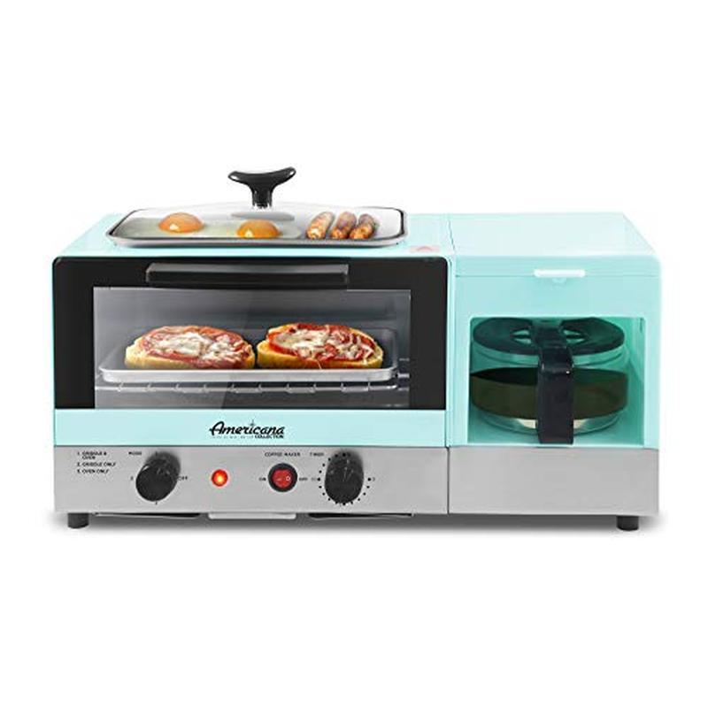 3-in-1 Breakfast Station Toaster Oven 4-Cup Coffeemaker Griddle 500W ...