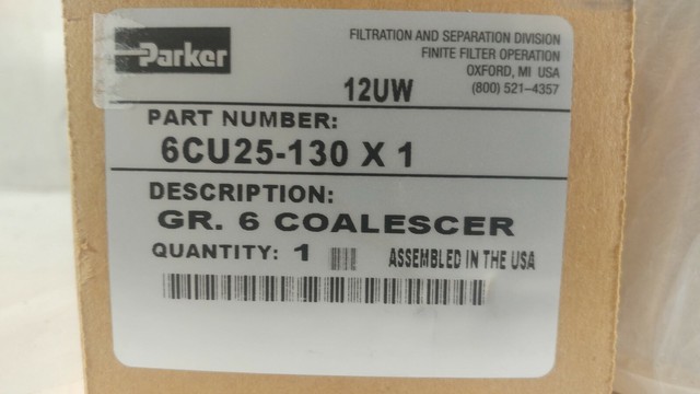 Parker Gr. 6 Coalescer Filter Element 6cu25-130 X 1 6CU25130 for sale ...