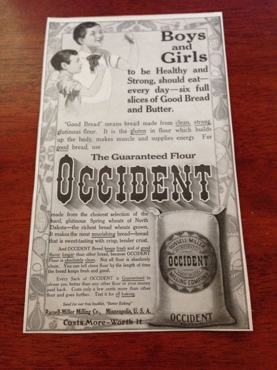 1912 VINTAGE Print Ad 4.75X8.25" OCCIDENT FLOUR "GOOD BREAD" CLEAN ...