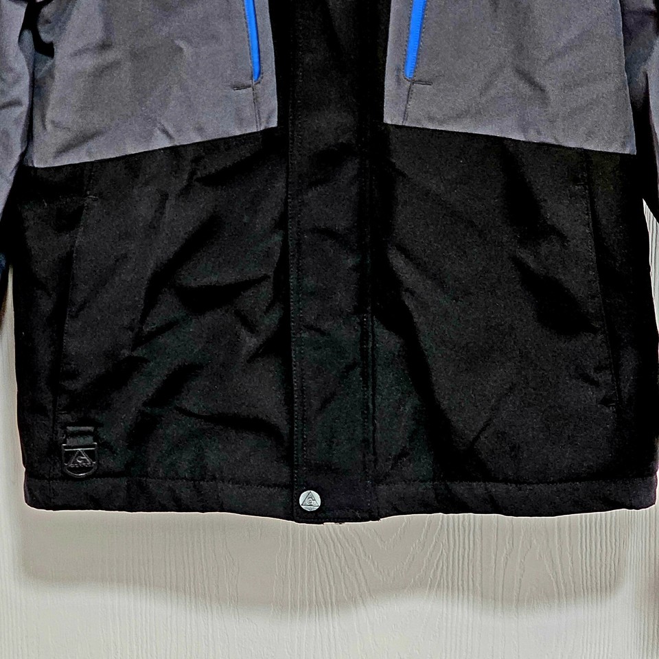 GERRY Double Zip Ski Jacket Youth Detachable Hood Black Gray Blue ...