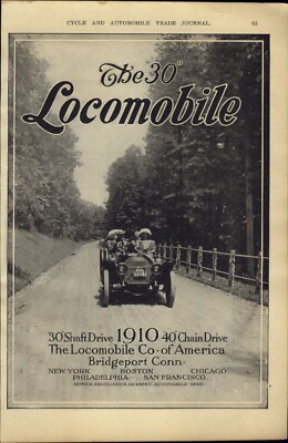 1909 PAPER AD CAR AUTO Locomobile 30 Automobile 1910 40 Chain Drive ...