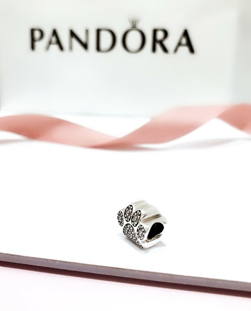 PANDORA Charm Authentic 791714CZ Paw Print Pet Dog Footprint 925 Ale ...
