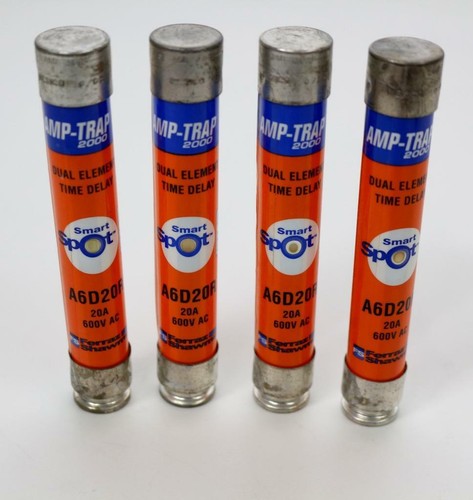 Lot of 4 Ferraz Shawmut A6D20R Smart Spot Fuses - 20 A, 600V AC | eBay