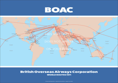 BOAC World Routes Map 1971 A3 Art Print – Global Network – 59 x 42 cm ...
