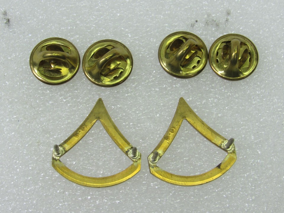 US Army Private First Class E-3 Brass Rank Pin Set Military Dress ...