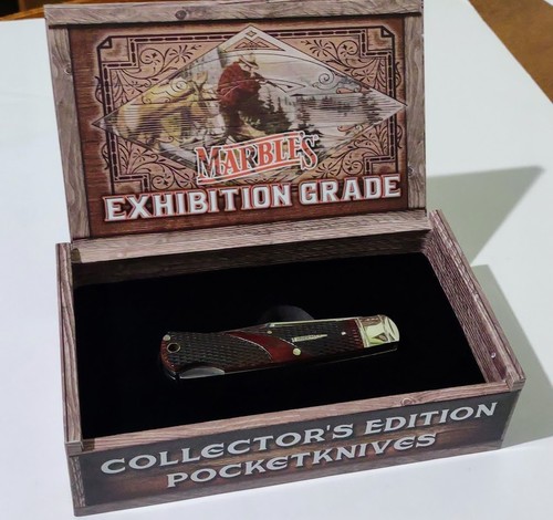 MARBLES BULLET EXHIBIT HUNTING POCKET KNIFE W/ DISPLAY CASE LOCKBACK ...