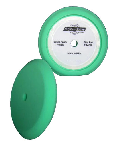 Buff & Shine 9" Hook & Loop Medium Cut Green Soft Contour Edge Foam ...