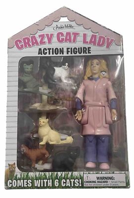 Crazy Cat Lady Action Figure Toy With 6 Cats Cat Lover Gift Brand New ...