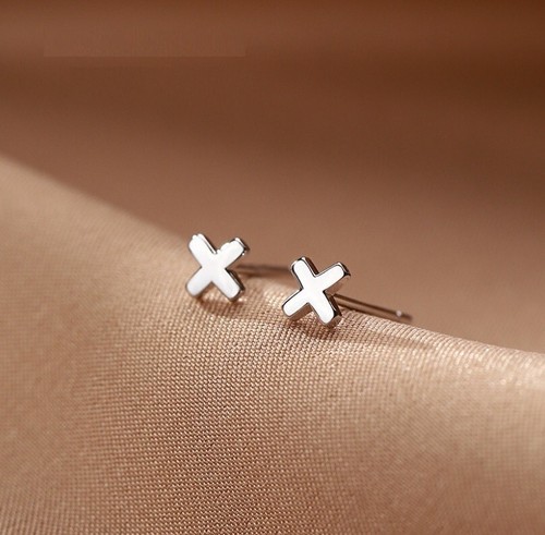 Adorable Tiny X Shape Cross Silver Stud Earrings | eBay