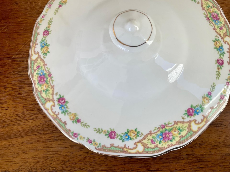 Vintage Mt Clemens Covered Serving Bowl MILDRED Pattern Florals 8 1/2 ...