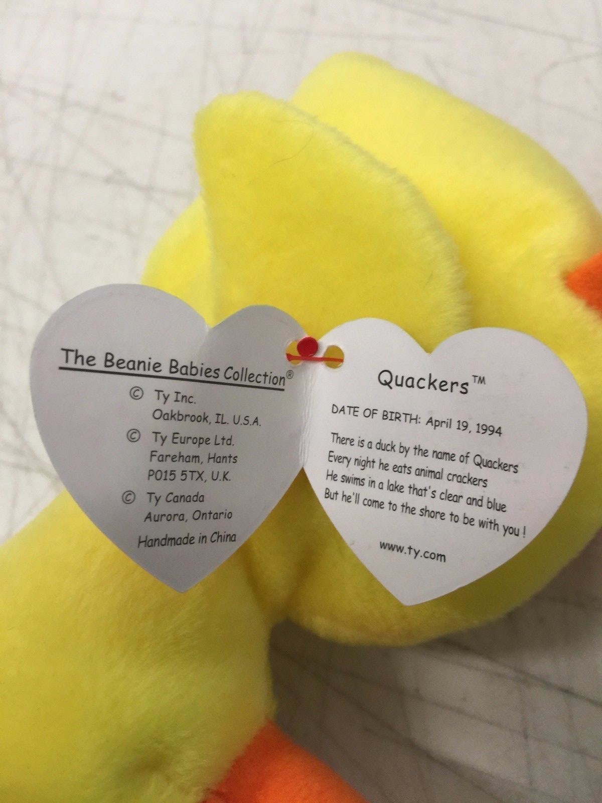 Ty Beanie Baby Quackers 1993 1994 Rare Error M2 | eBay