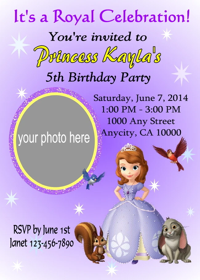 Sofia The First Handmade Invitations