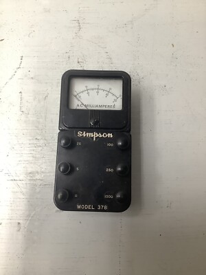 VINTAGE SIMPSON AC MILLIAMMETER 0-1000mA MODEL 378 CAT NO. 12370 ...