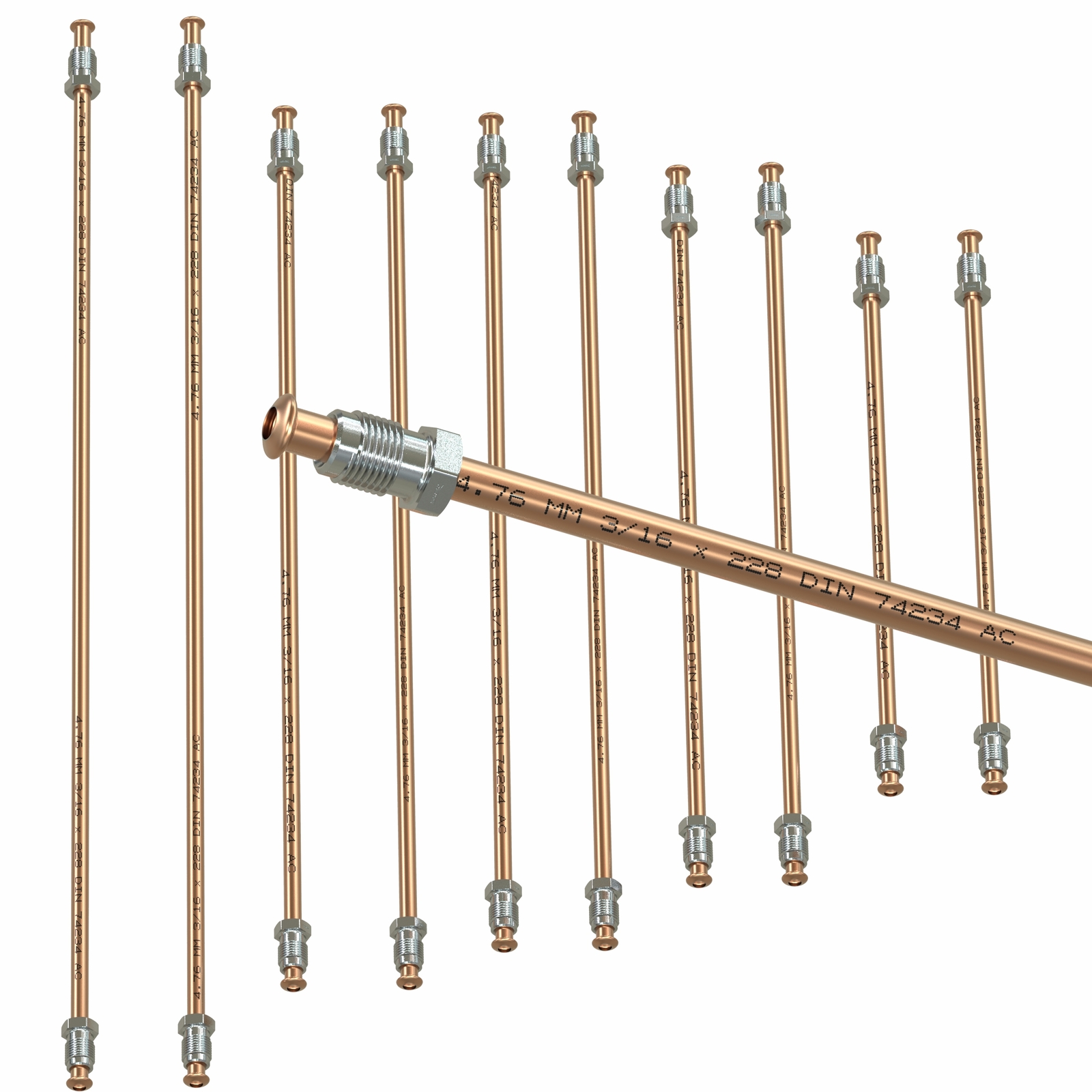 Bremsleitung 4,75 mm Kupfer/Nickel einbaufertig gebördelt Bördel F ...