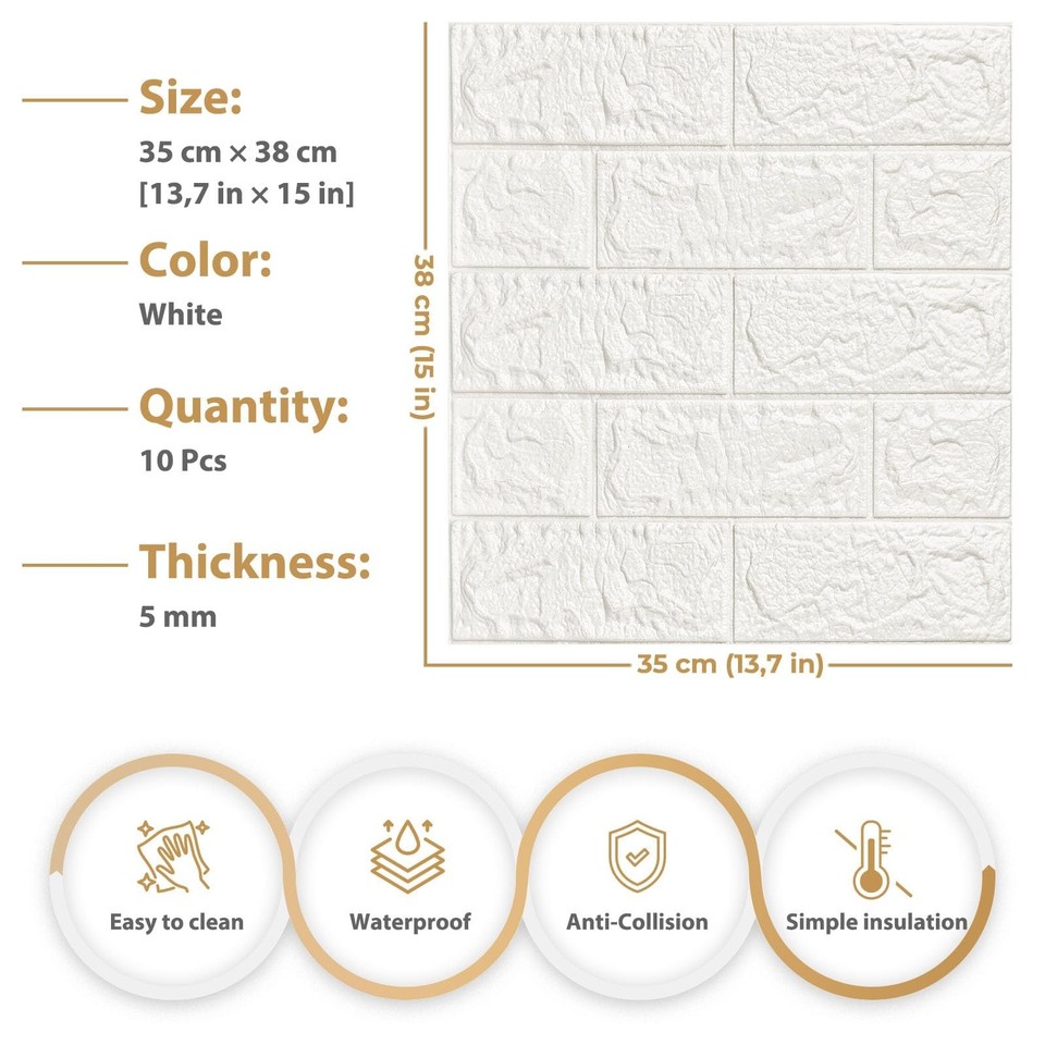 JOLOV 20 PCS 3D Wall Panels Peel and Stick - PE Foam DIY Self Adhesive ...