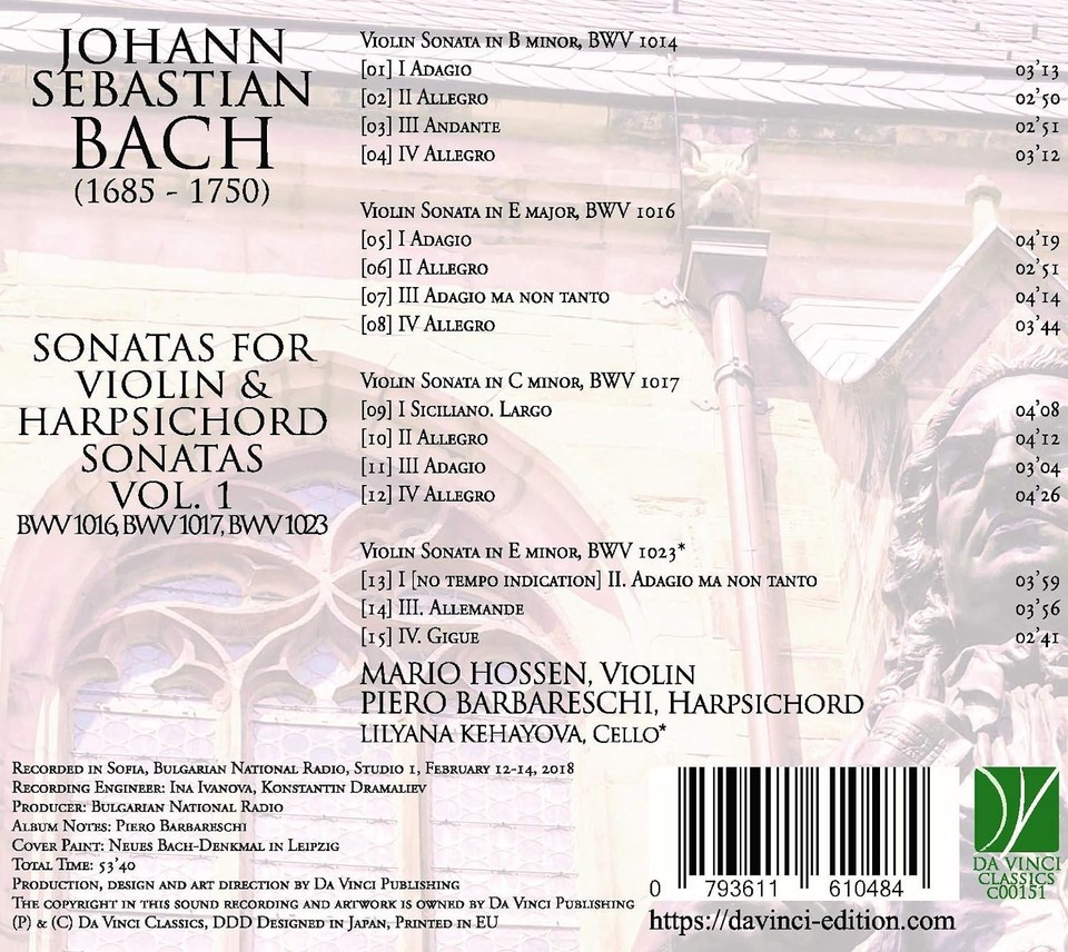 Bach / Hossen, Mario / Barbar Bach: Sonatas For Biolin & Harpsi (CD ...