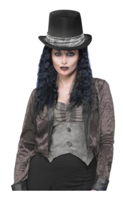 NEW Gothic Rocker Top Hat with Hair Slash 80's Party Fancy Dress ...