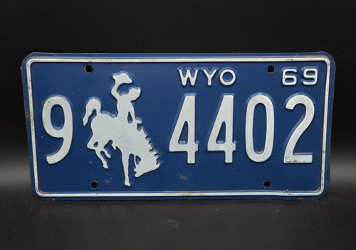 1969 WYOMING License Plate With Rodeo Cowboy & Horse | eBay