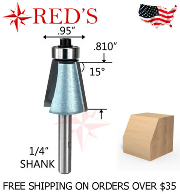 Tideway Carbide IND LC02061314 15 deg chamfer bearing 1/4" shank router ...