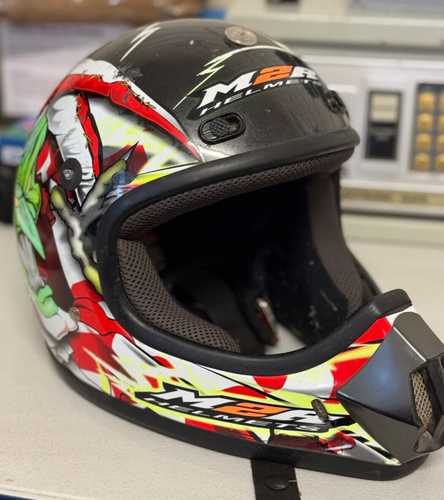 M2R Helmet - Pre-Owned, Good Condition, Cool Green/White/Red Design ...