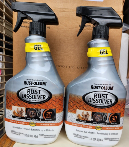 LOT OF 2 - RUST-OLEUM RUST DISOLVER POWERFUL GEL FORMULA 32 oz ...