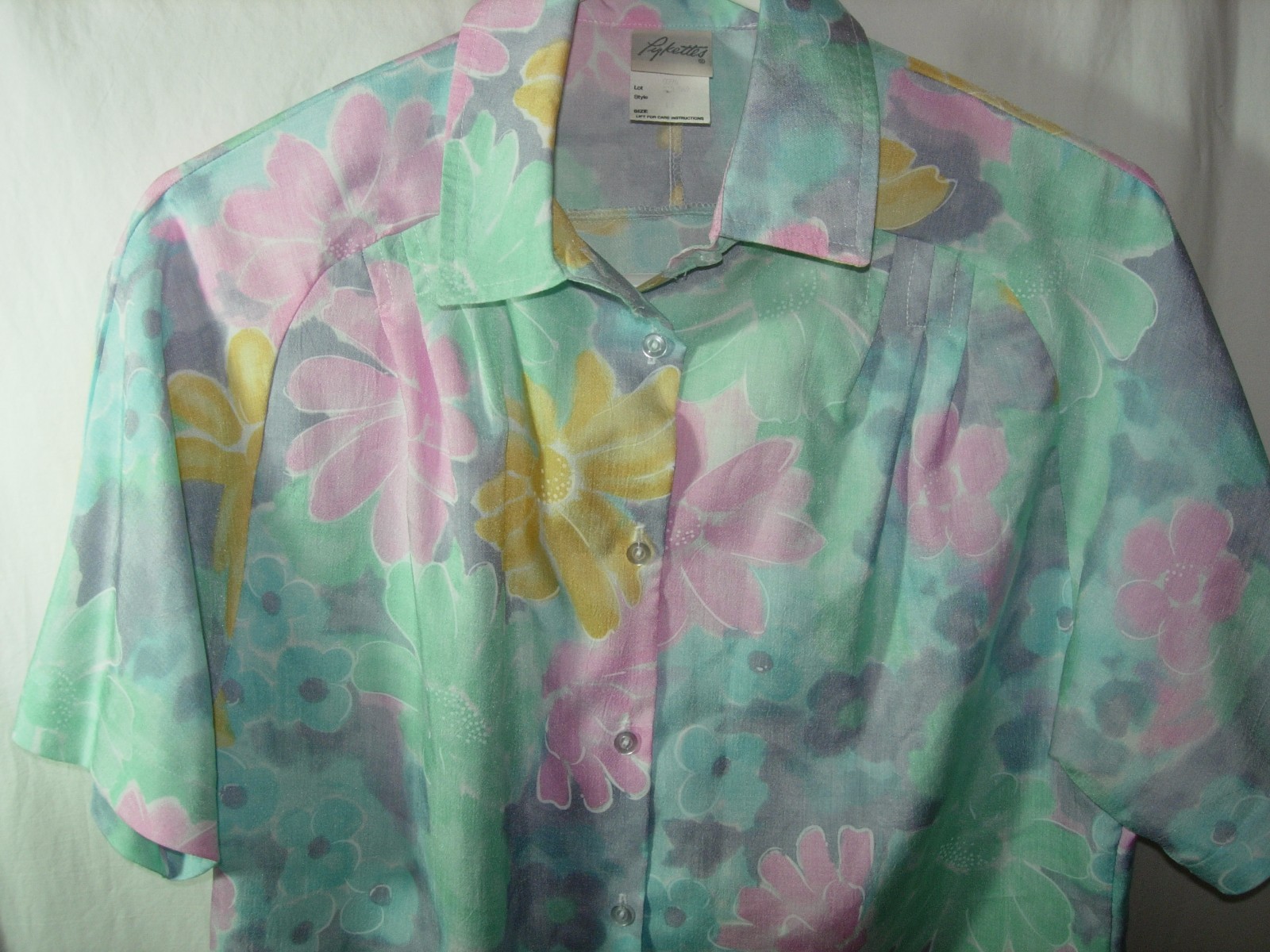 WOMENS BLUE PINK YELLOW GREEN PYKETTES POLY CAREER BLOUSE SHIRT TOP ...