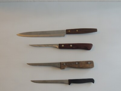 SET 4 Vtg KNIFE Forgecraft Stainless Serrated 8" Blade ,VANDELIUM ...